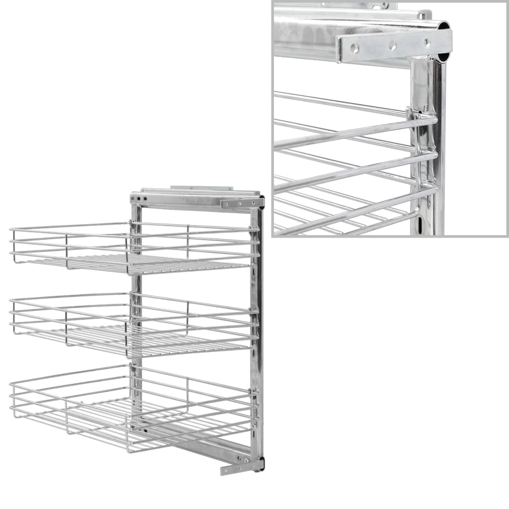 vidaXL Slide Out Pantry Shelves 3-Tier Pull Out Storage with Sliding ...