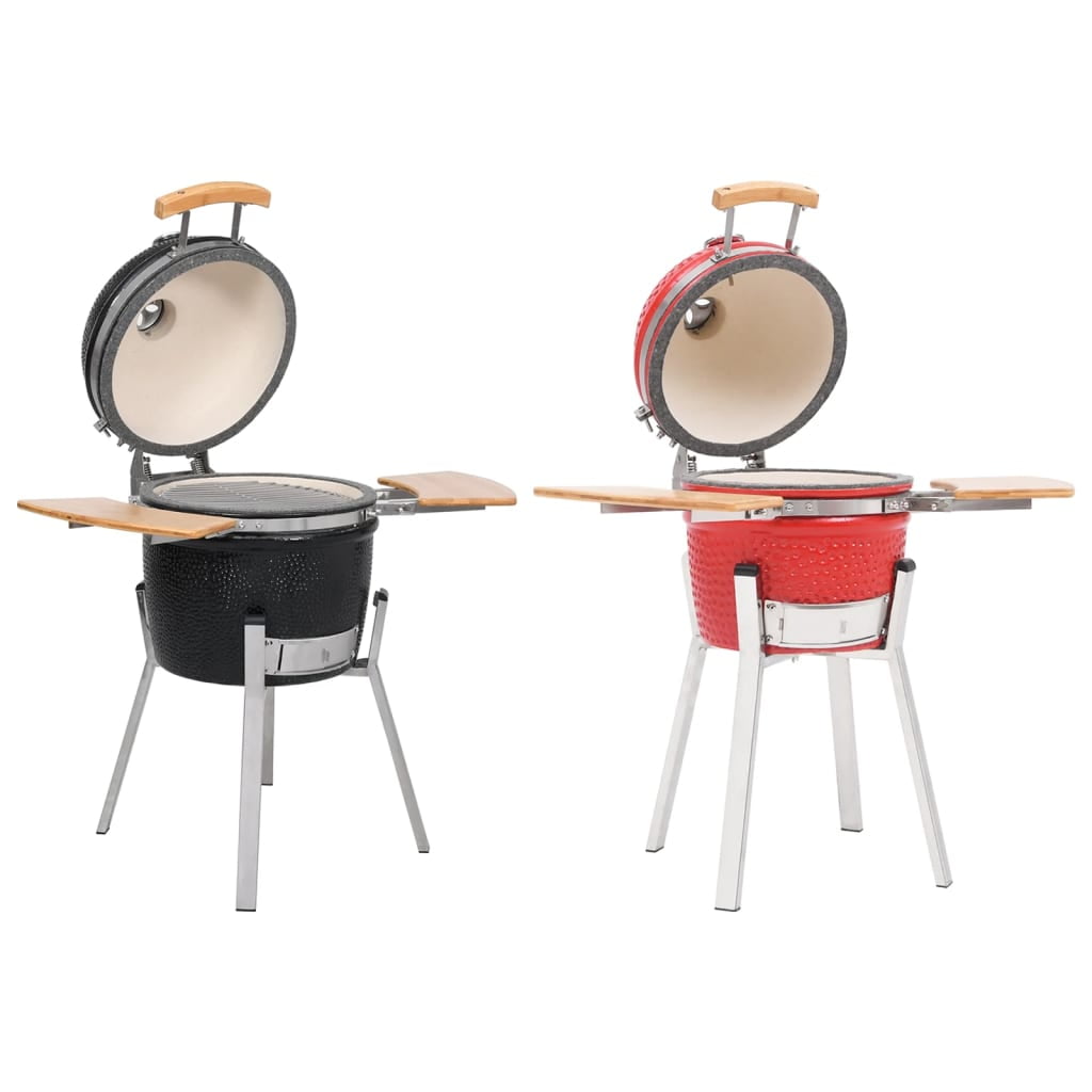 vidaXL Smoker Barbecue Charcoal Grill with Folding Side Tables Ceramic ...