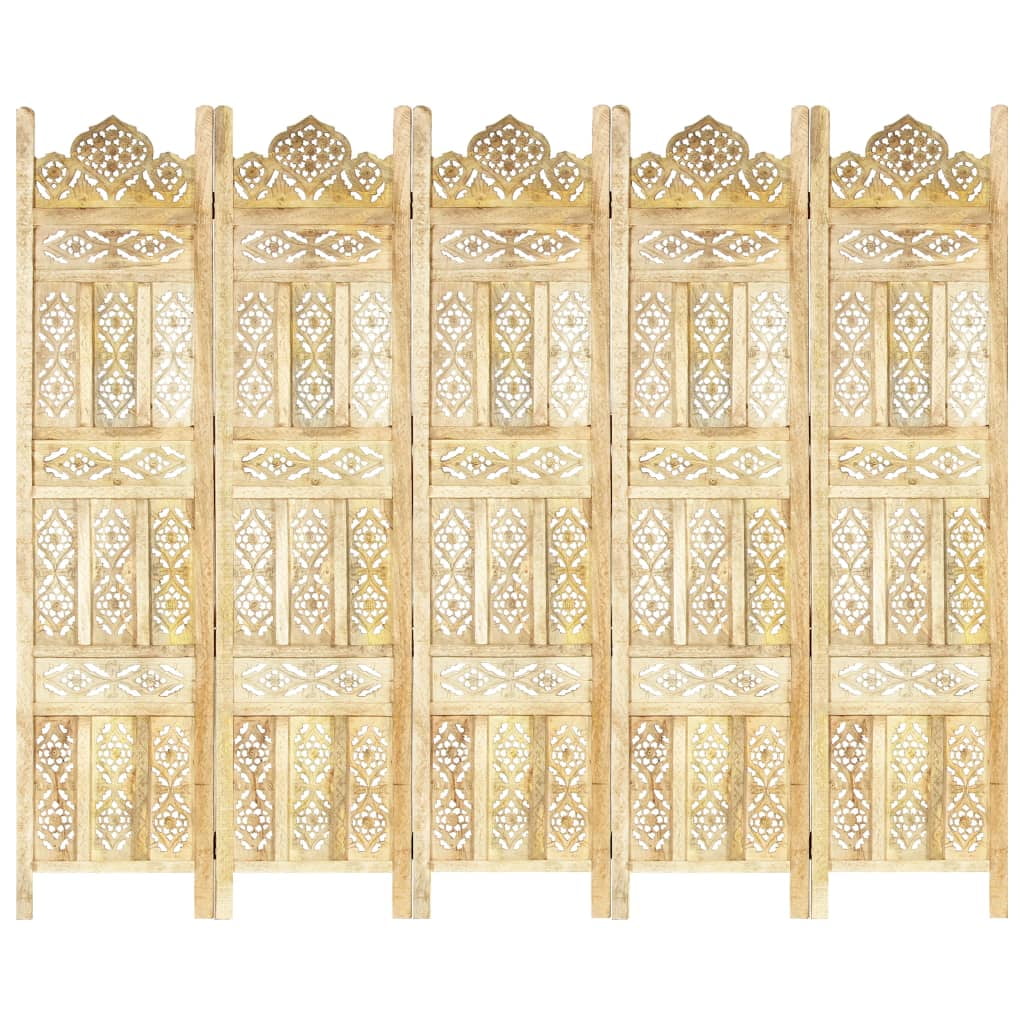 vidaXL Solid Mango Wood Hand Carved Room Divider Screen Multi Sizes ...
