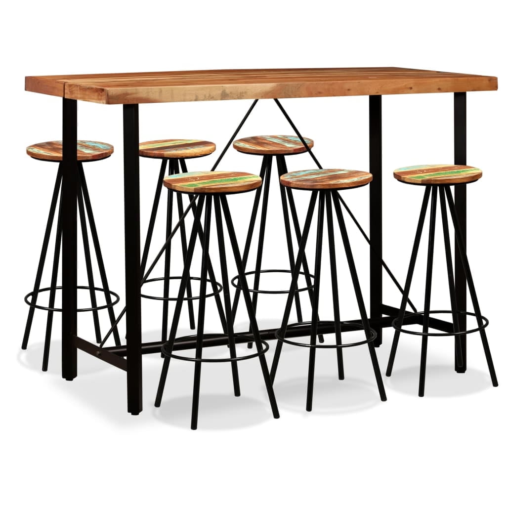 vidaXL Solid Wood Bar Set 3/5/7/9 Piece Table Stool Bistro Seating ...