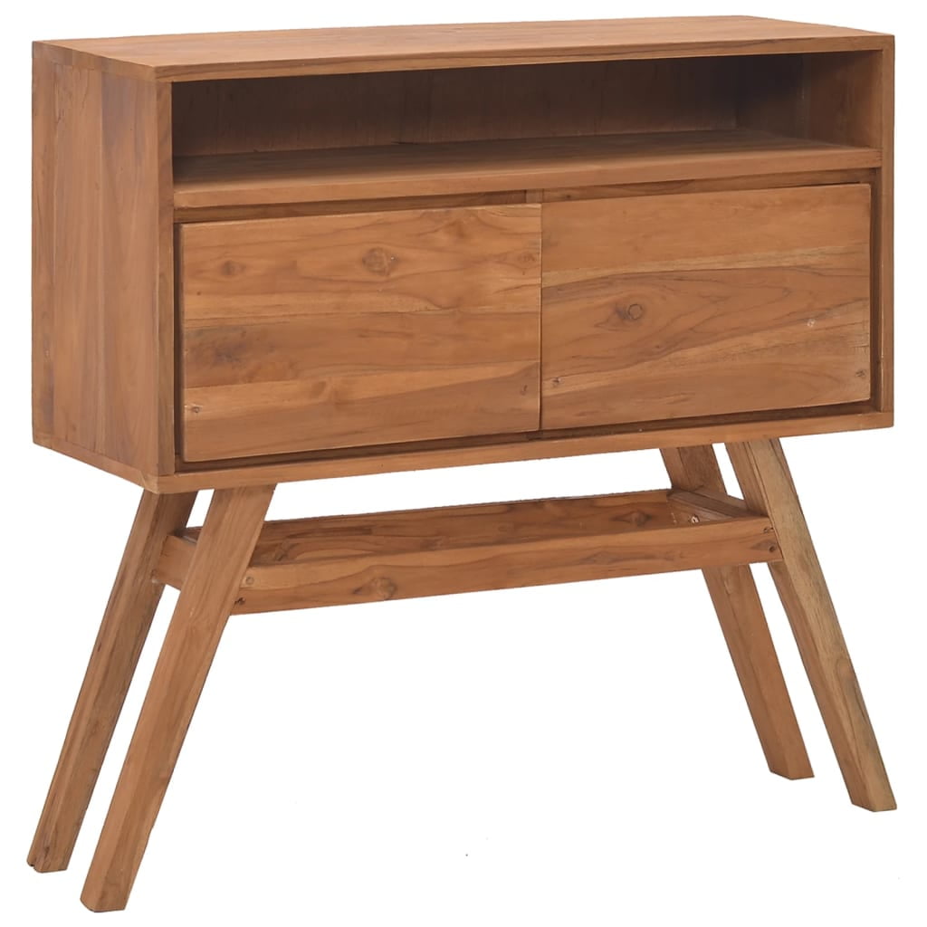 vidaXL Solid Teak Wood Console Table, 2 Drawers, 31.5x11.8x31.5/43.3x11 ...