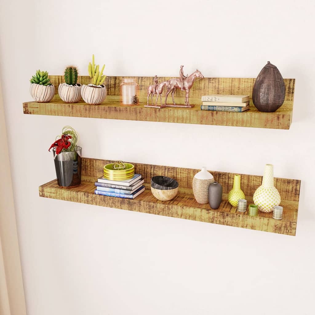 vidaXL Solid Wood Wall Mounted Display Shelf 2 pcs - Walmart.com