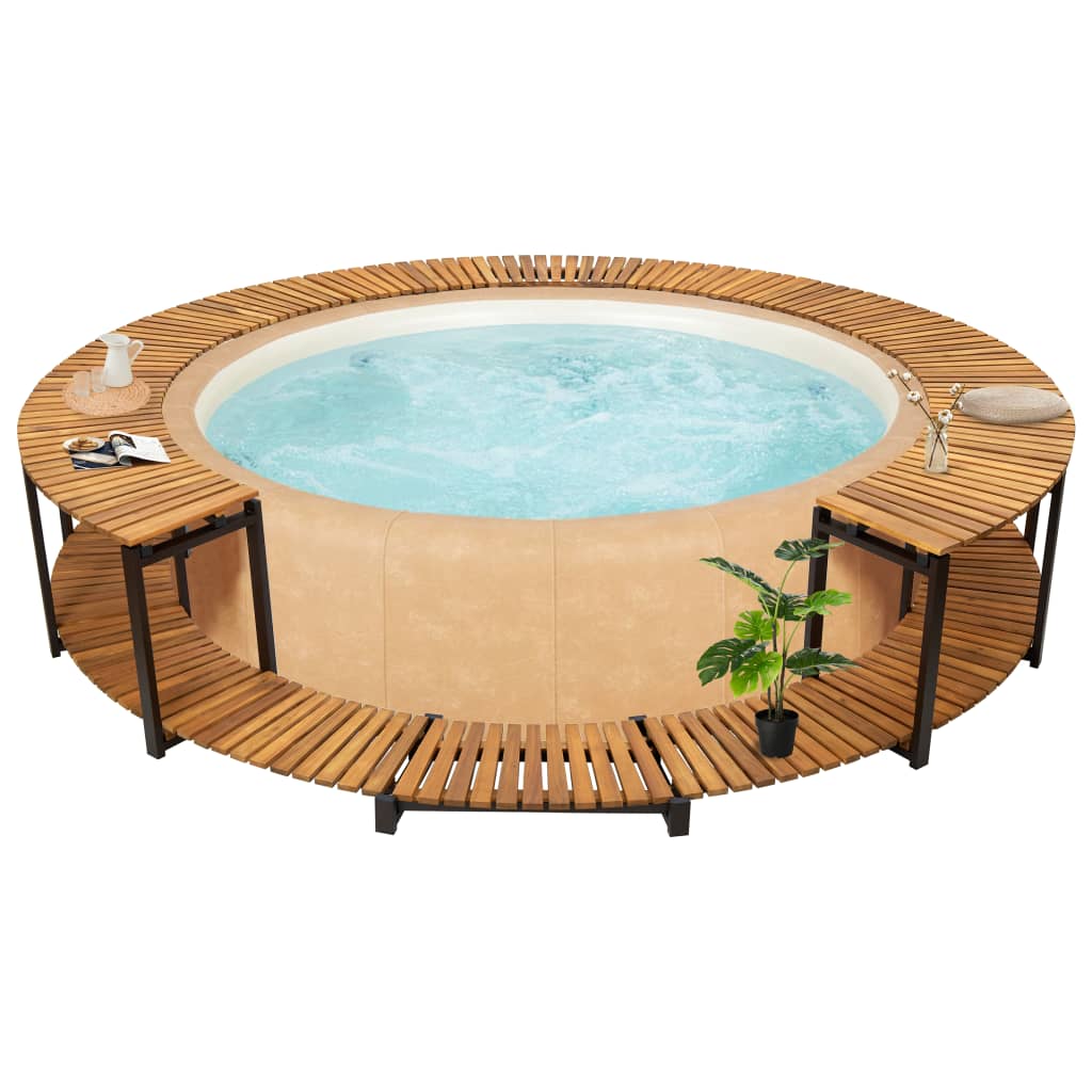 "vidaXL Solid Acacia Wood Spa Surround 107.5""x20.9"", Outdoor Hot Tub ...