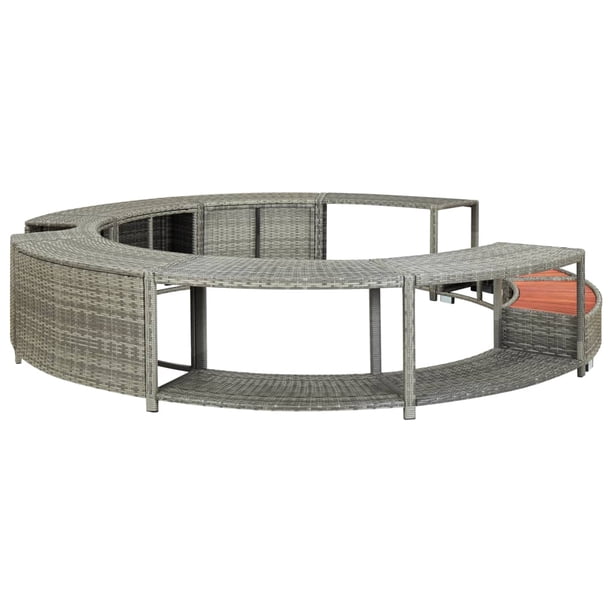 vidaXL Spa Surround Poly Rattan Hot Tub Surround Relax Furniture Gray ...
