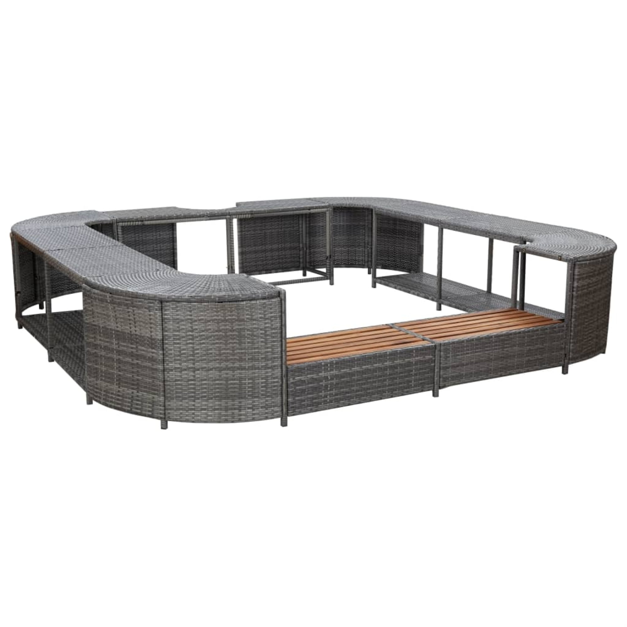 vidaXL Square Spa Surround Poly Rattan Hot Tub Garden Sun Enclosure ...