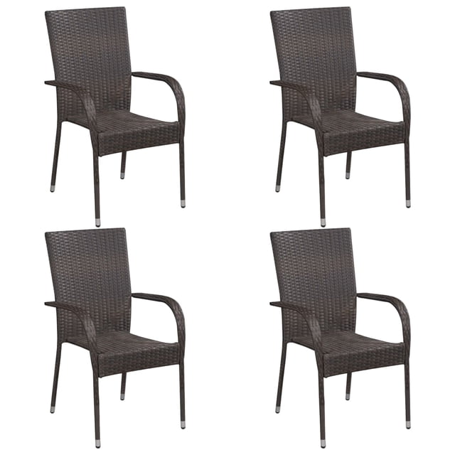 vidaXL Stackable Patio Chairs Outdoor Wicker Patio Dining Chair Poly ...