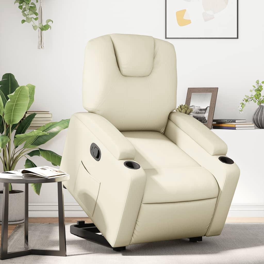 vidaXL Stand up Recliner Chair Cream Faux Leather - Walmart.com