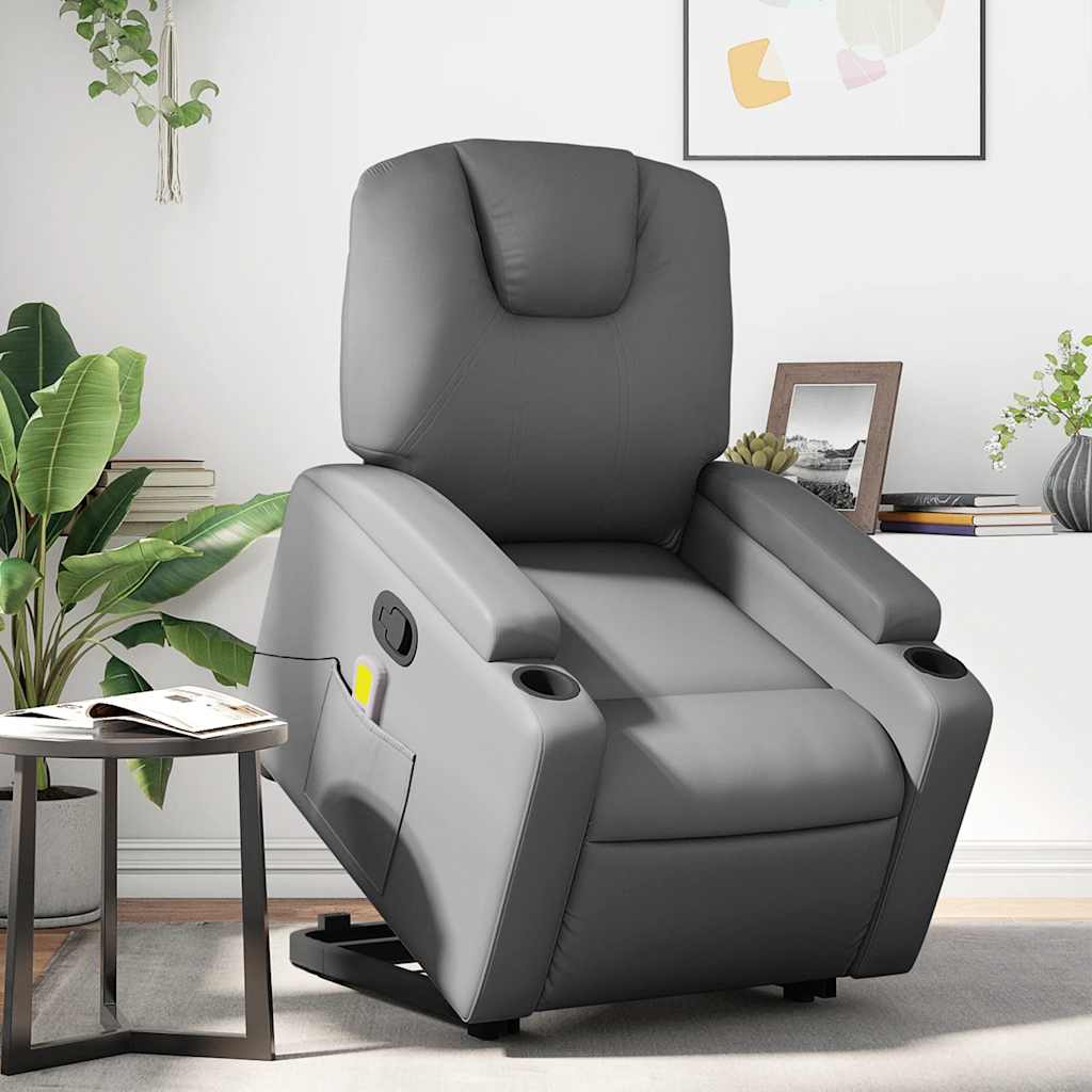 vidaXL Stand Up Massage Recliner Chair Grey - Walmart.com