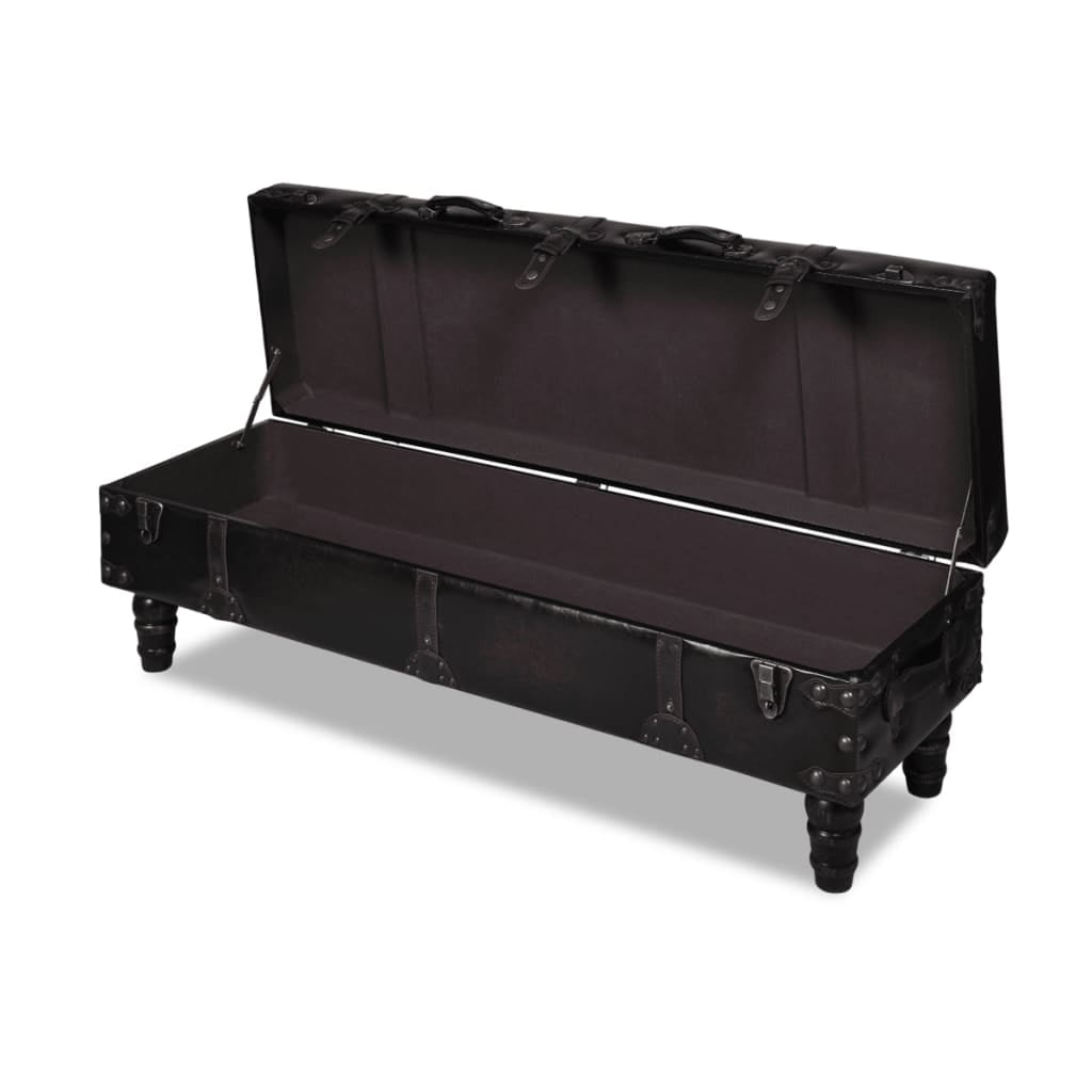 Vidaxl Storage Bench 43 7 Dark Brown Solid Wood Pineandfaux Leather