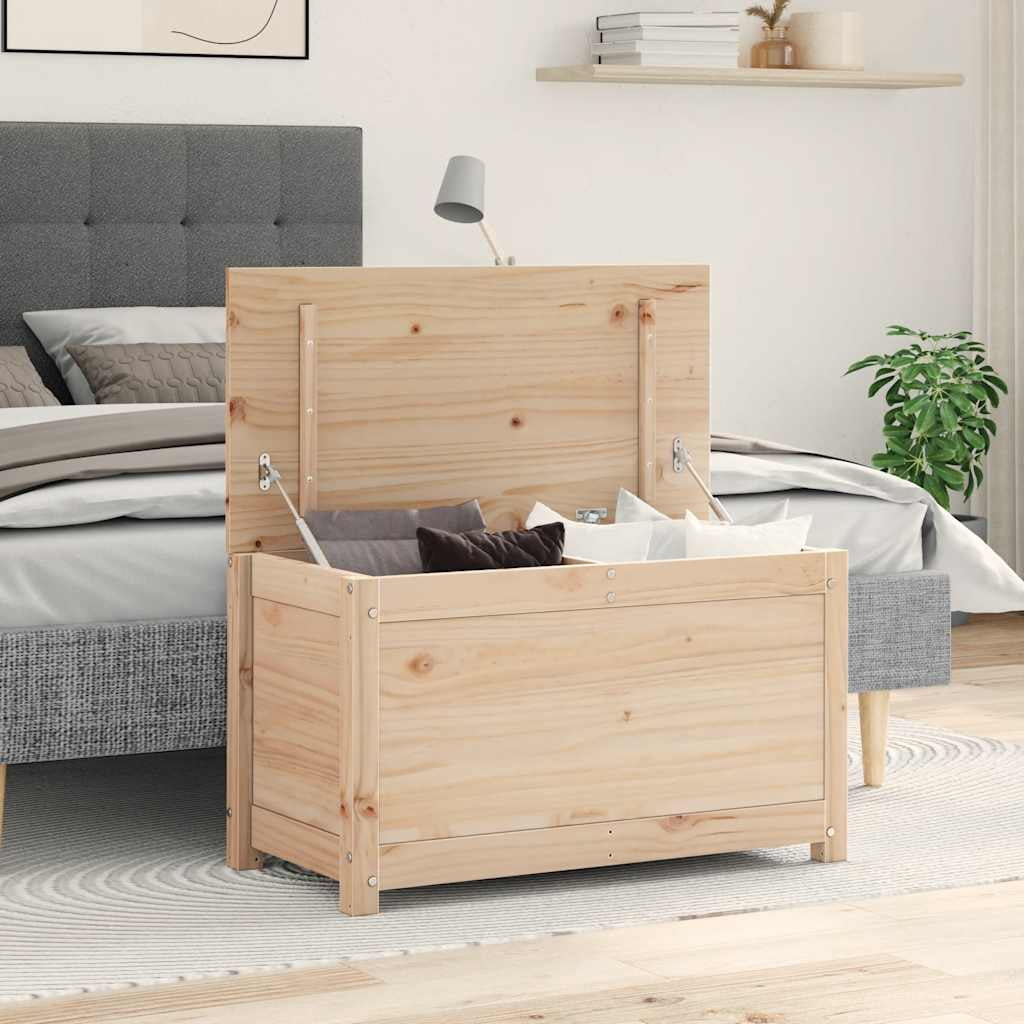 vidaXL Storage Box Natural Solid Pine Wood 31.5x15.7x17.9 in Storage ...