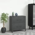 vidaXL Storage Chest, Metal Storage Cabinet with 4 Doors, Metal Handle ...