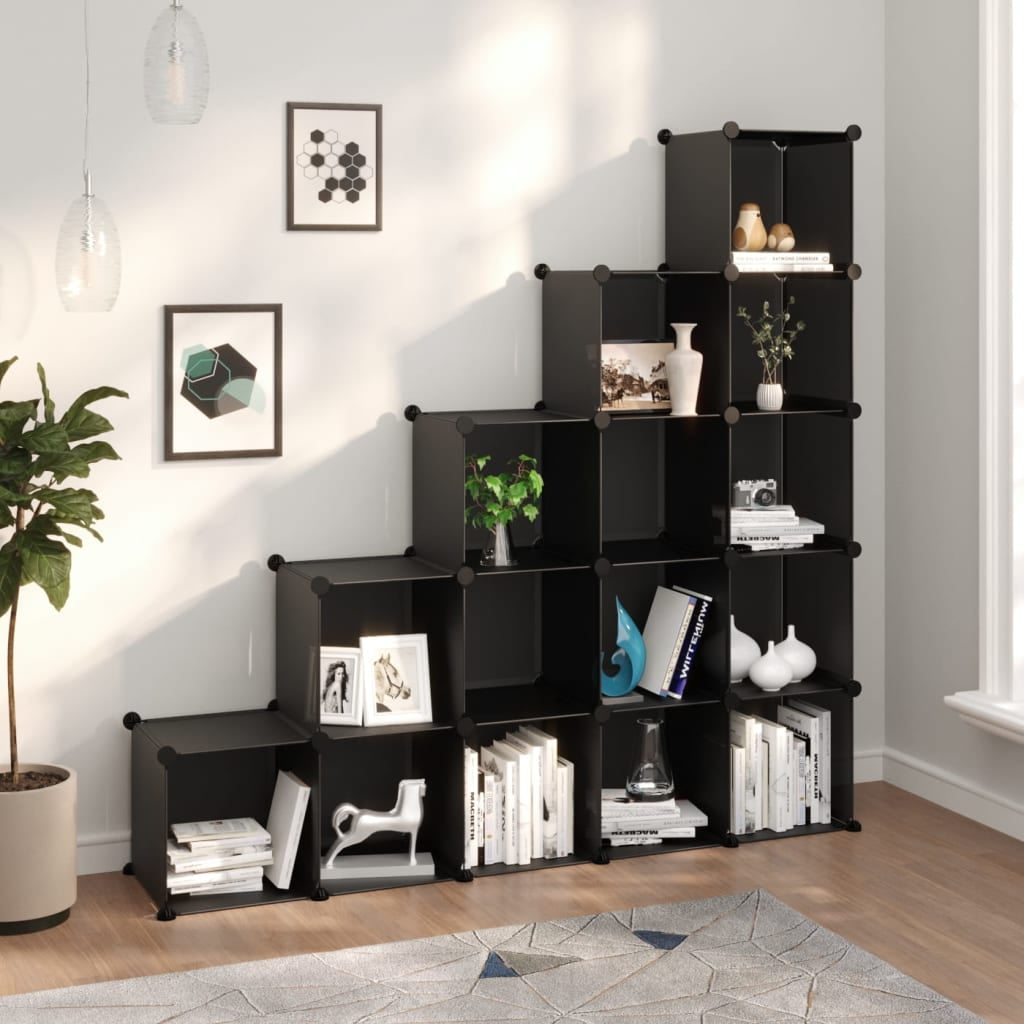 vidaXL Storage Cube Organizer with 15 Cubes Black PP - Walmart.com