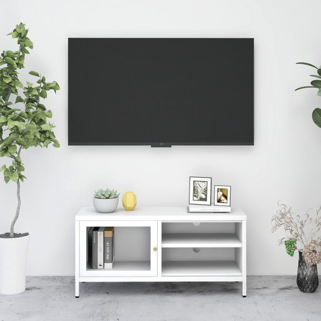 vidaXL TV Stand TV Console Sideboard TV Unit Home Media Unit Steel and ...