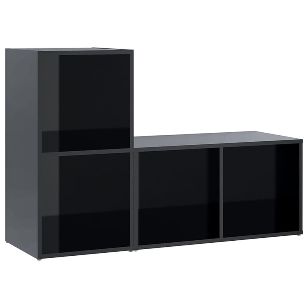 vidaXL TV Stands TV Unit Sideboard TV Unit Cupboard 2 Pcs Engineered ...