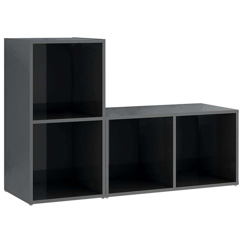 vidaXL TV Stands TV Unit Sideboard TV Unit Cupboard 2 Pcs Engineered ...