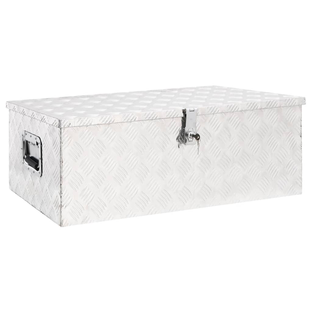 vidaXL Lockable Aluminum Tool Box, Garage Storage Chest with Locking ...