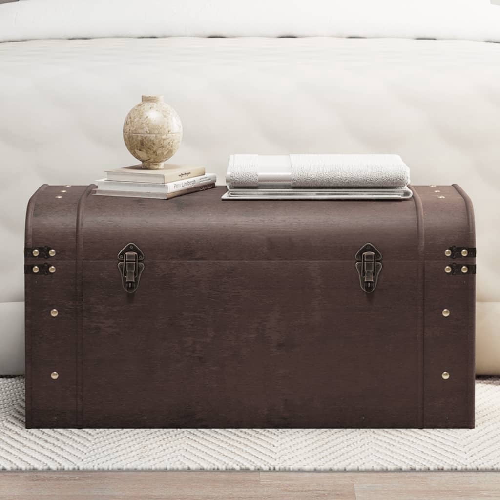 vidaXL Treasure Chest with Latches Toy Box Living Room Dark Brown ...