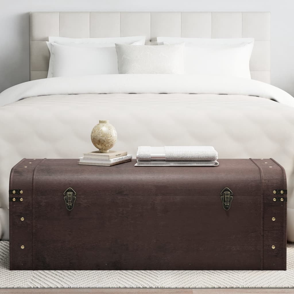 vidaXL Treasure Chest with Latches Toy Box Living Room Dark Brown ...