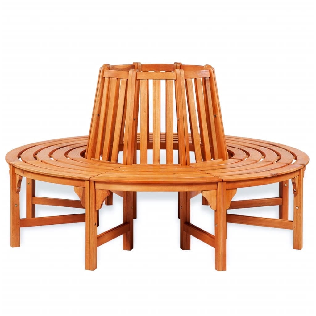 "vidaXL Round Wooden Tree Bench Ø 63"" Eucalyptus Tropical Hardwood ...