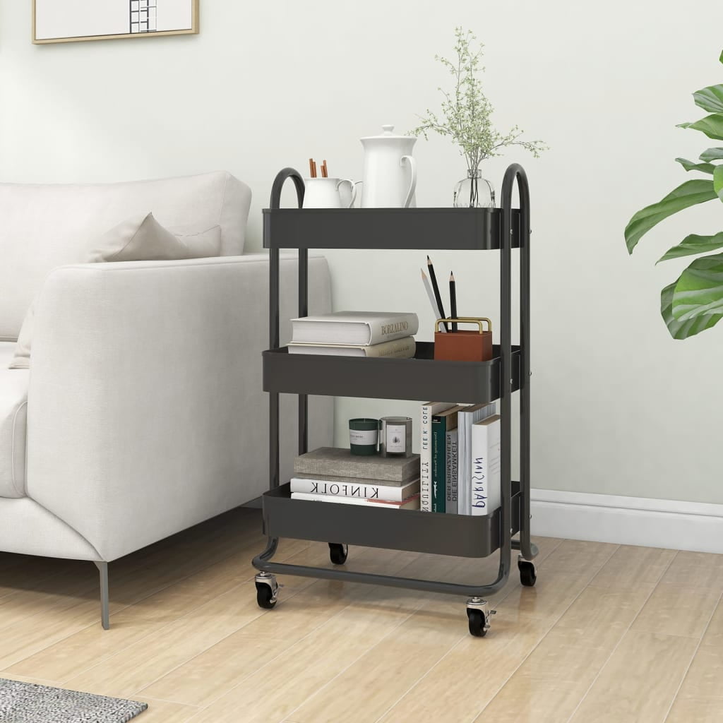 vidaXL Trolley 3-Tier Kitchen Trolley Kitchen Island Storage Utility ...