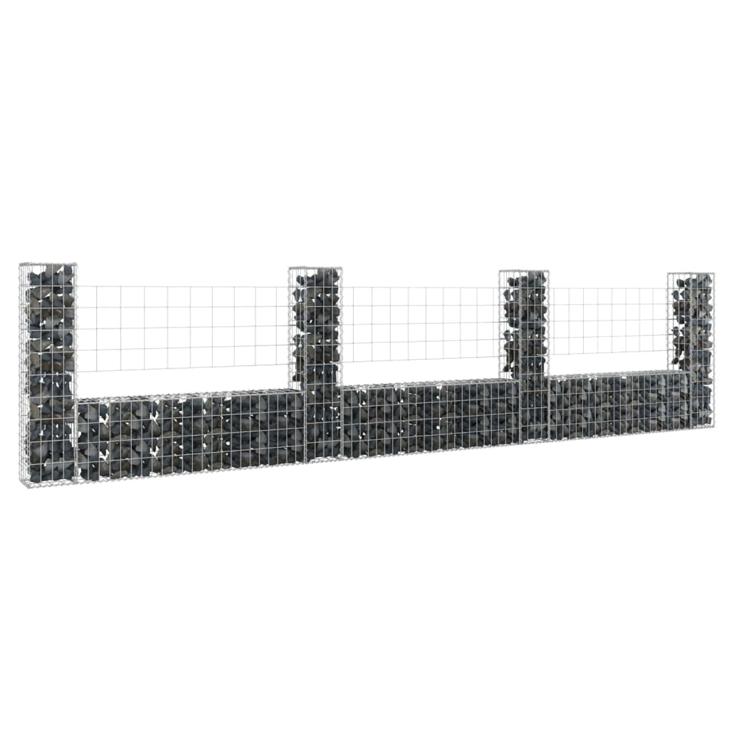 vidaXL U-shape Gabion Basket with Posts Basket Wire Fence Retaining ...