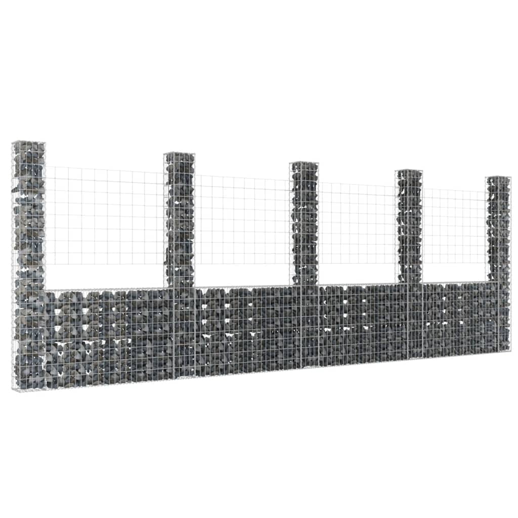 vidaXL U-shape Gabion Basket with Posts Basket Wire Fence Retaining ...
