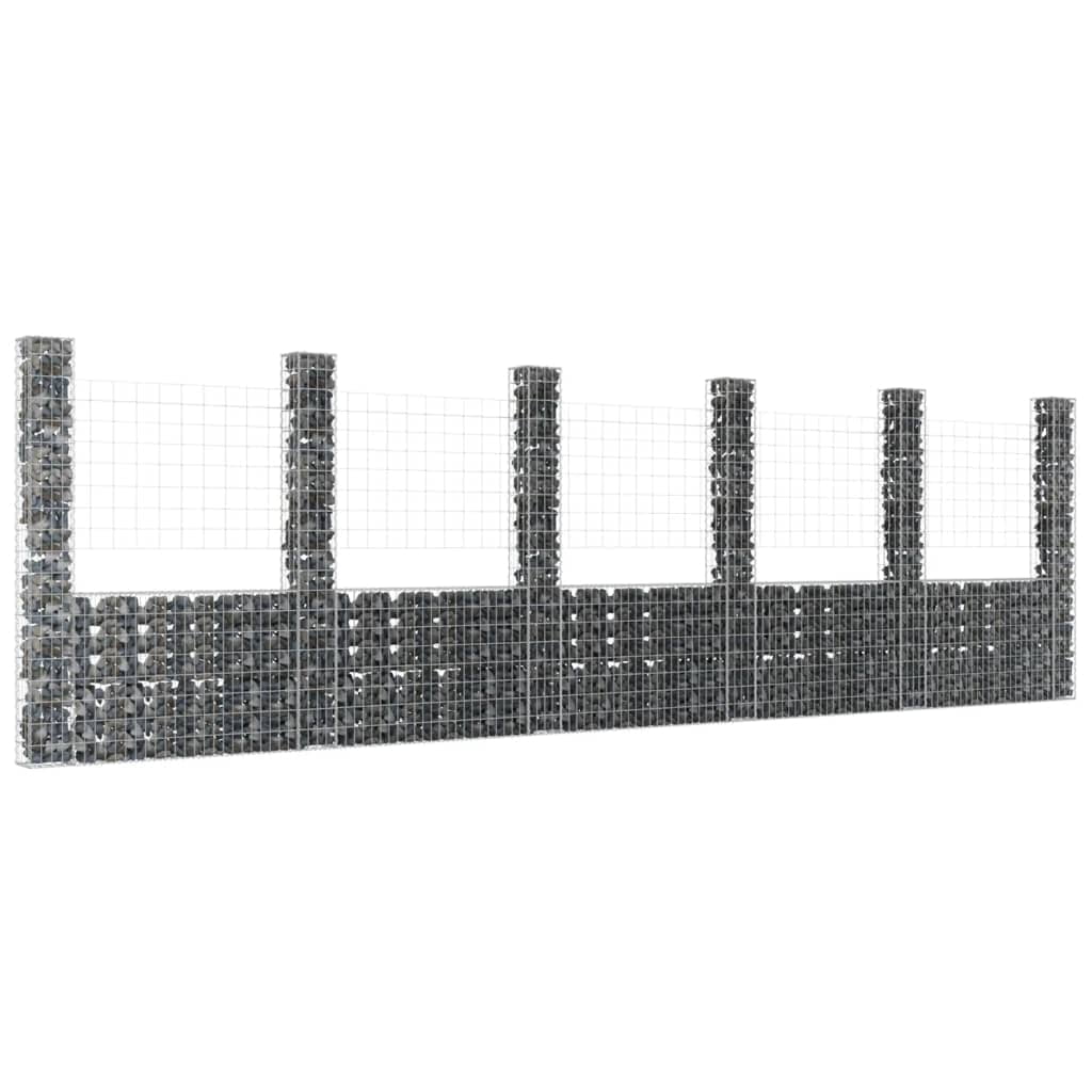 vidaXL U-shape Gabion Basket with Posts Basket Wire Fence Retaining ...