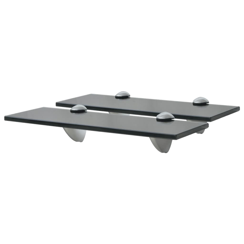 vidaXL Wall Shelf Floating Display Shelf with Clip Brackets Tempered ...