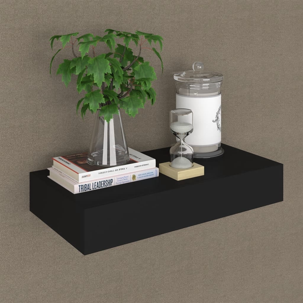 vidaXL Wall Shelf Floating Shelf with Drawer Display Shelf for DVDs ...