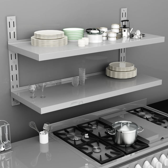 vidaXL Wall Shelf Floating Wall Mounted Display Shelf for DVD Stainless ...
