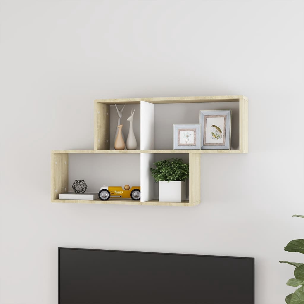 vidaXL Wall Shelf Living Room Hanging Display Shelf Engineered Wood ...