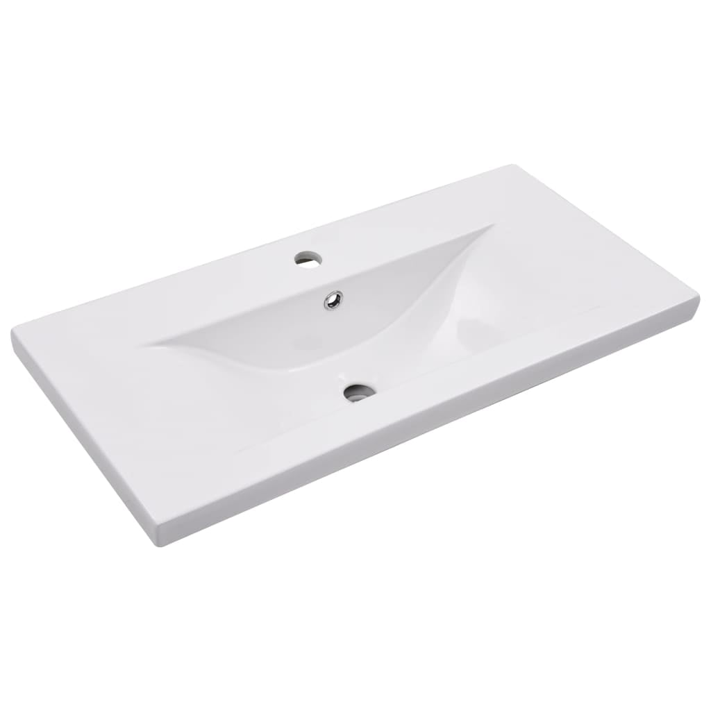 vidaXL Ceramic Bathroom Wash Basin - Built-in Vanity Sink for Restroom ...