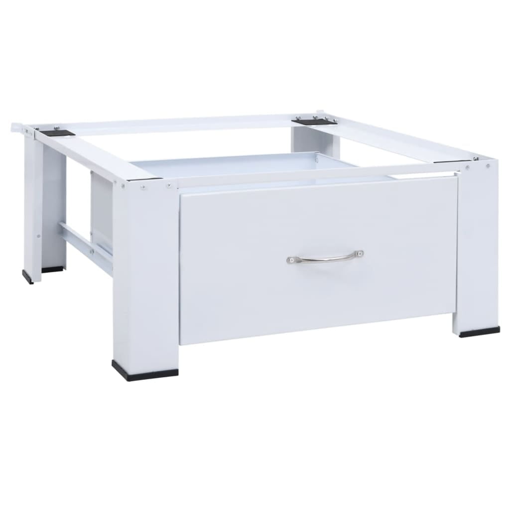vidaXL Washer Stand Base Platform with Drawer, White Washing Machine ...