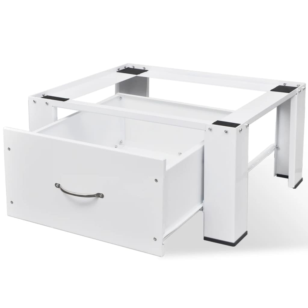 vidaXL Washer Stand Storage Base Platform, White Washing Machine ...