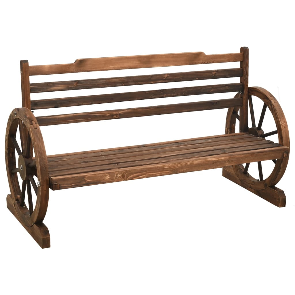 vidaXL Wheel Bench Garden Wooden Wheel Bench with Backrest Solid Wood ...