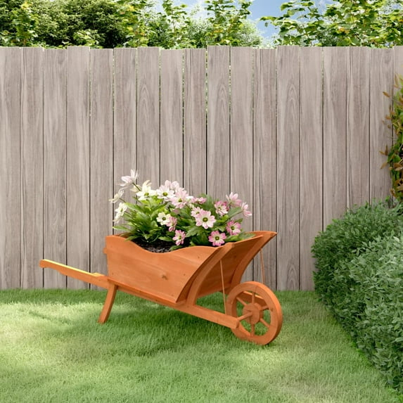 vidaXL Wheelbarrow Planter 50.4"x17.9"x16.9" Solid Wood Fir - Walmart.com