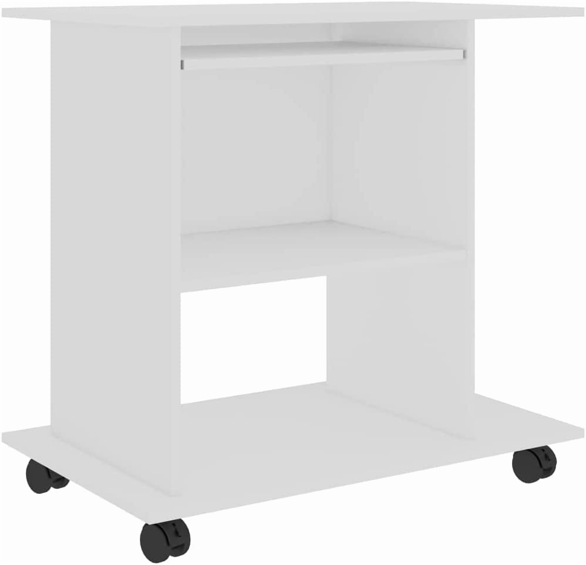 vidaXL White Engineered Wood Computer Desk with Pull-Out Keyboard Tray ...