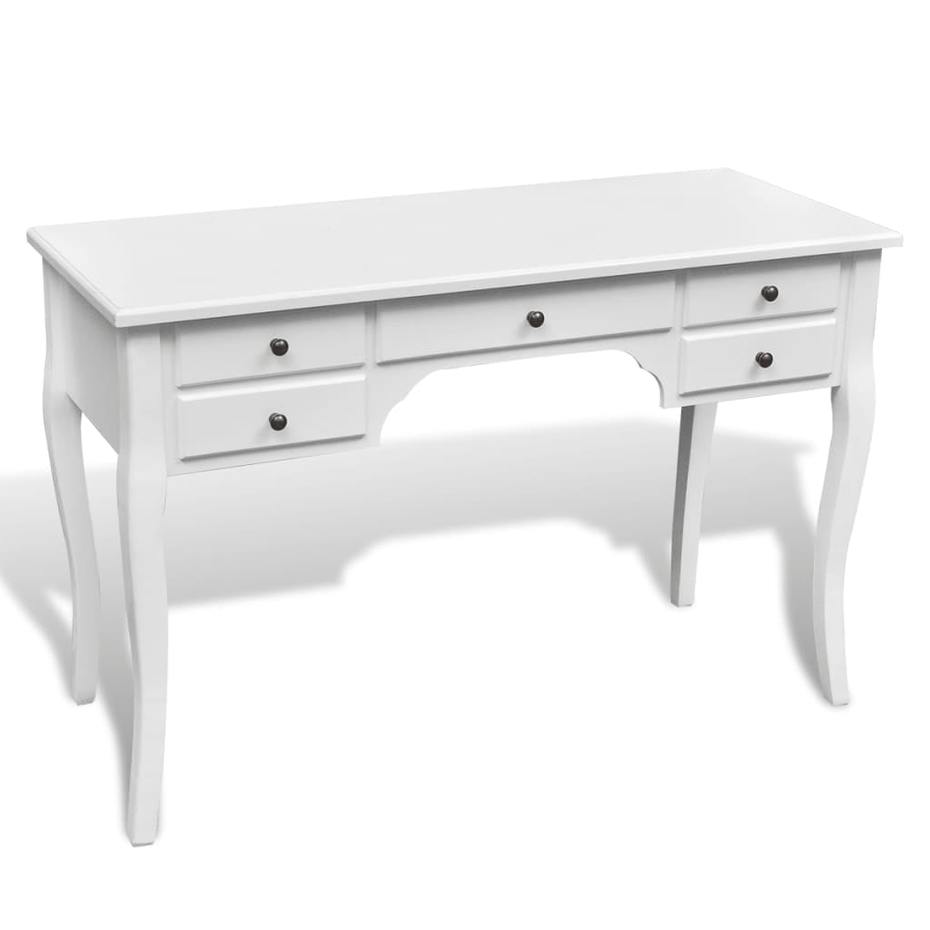 vidaXL Wooden French Desk with Curved Legs and 5 Drawers - Walmart.com