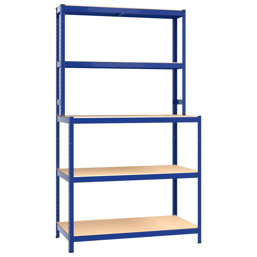 vidaXL Work Table Shelf Storage Rack with Shelves Steel and Engineered ...