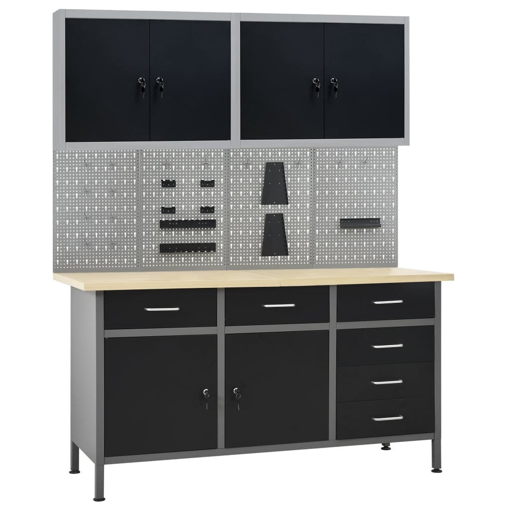 vidaXL Workbench with Four Wall Panels and Two Cabinets - Walmart.com