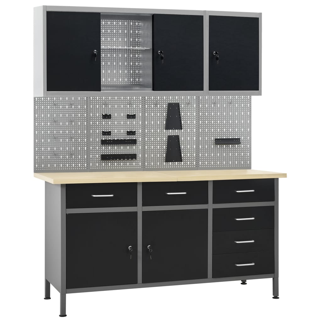 vidaXL Workbench with Four Wall Panels and Two Cabinets - Walmart.com