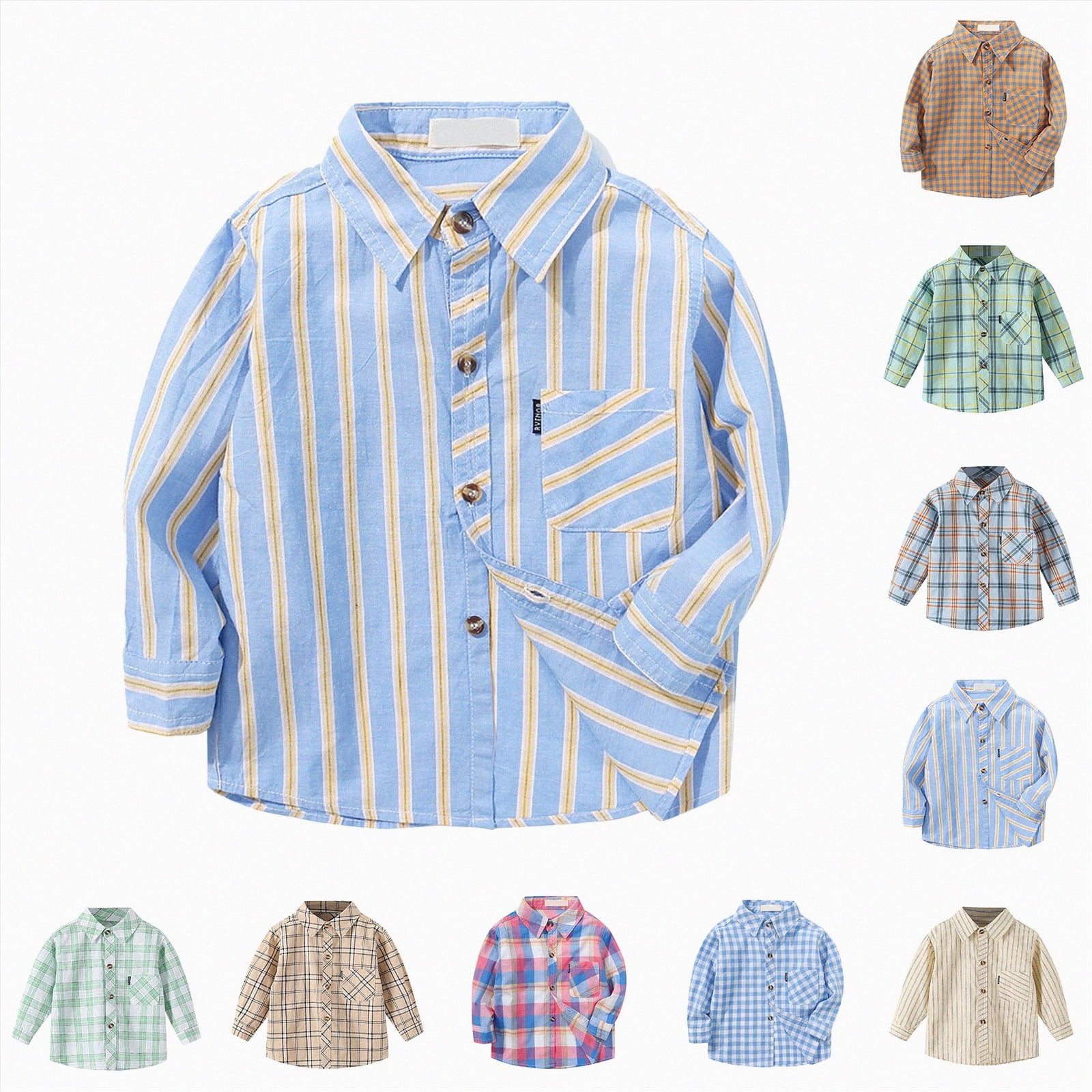 vigerkar Boys Casual Button Down Slim-Fit Tops Long Sleeve Shirt (Light ...