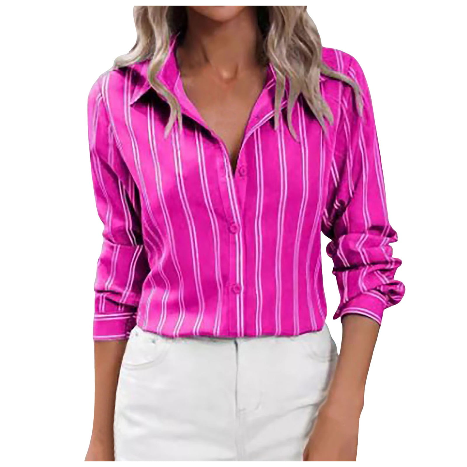 vigerkar Button Down Shirts for Women Striped Long Sleeve Dress Shirts ...