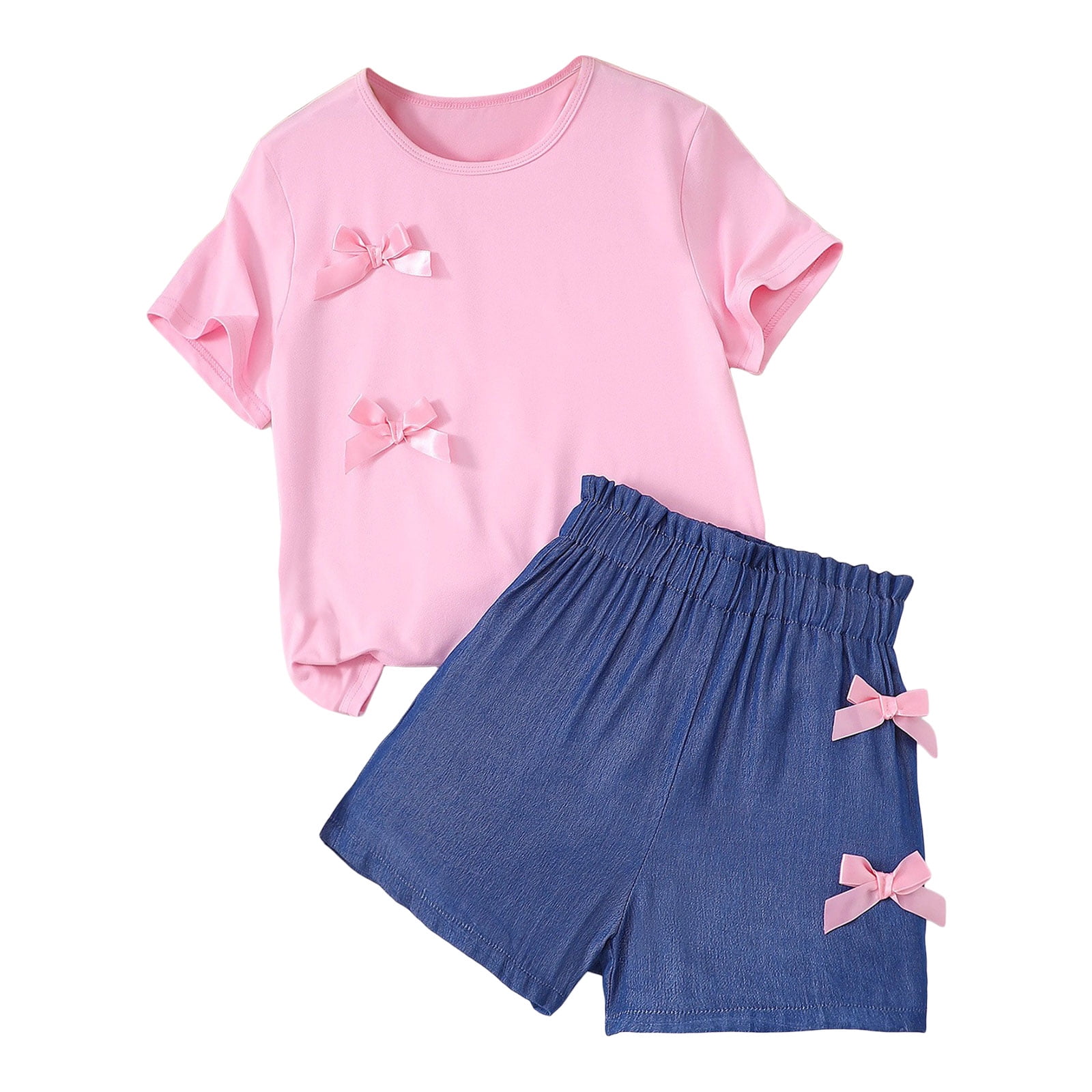 vigerkar Kid Girls Clothes Outfits Cute Sweet Bowknot Print T-Shirt ...