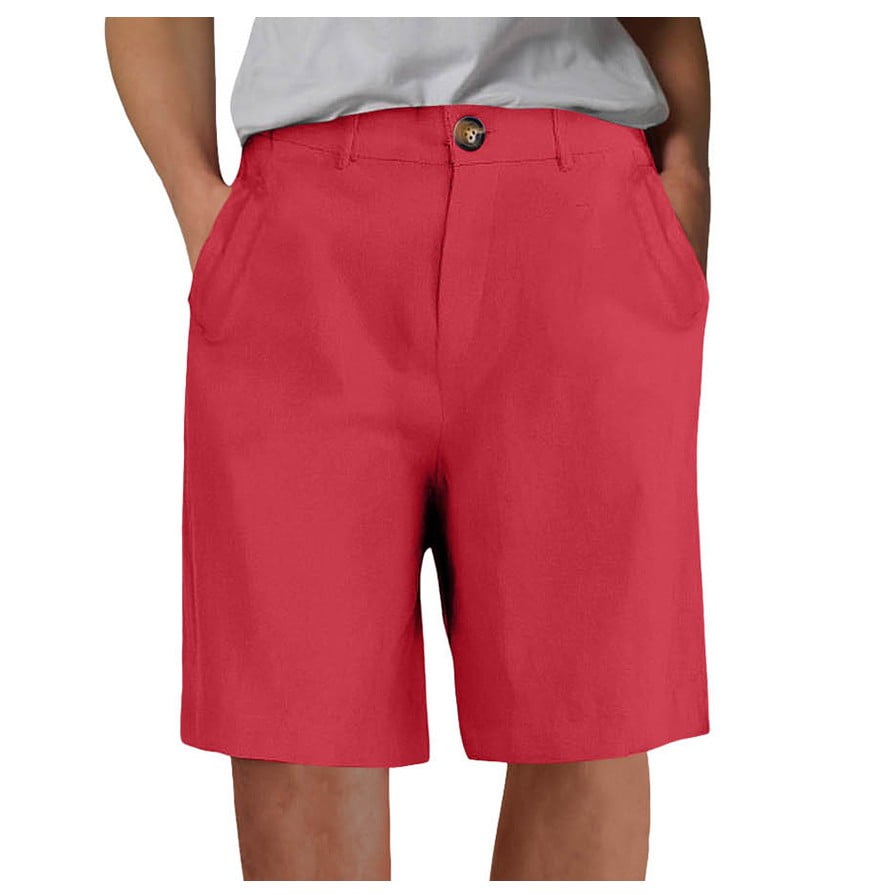 vigerkar Linen Shorts for Women High Waist Knee Length Lightweight ...