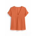 vigerkar Loose V Neck Tops Women Summer Rolled Up Short Sleeve Shirts ...
