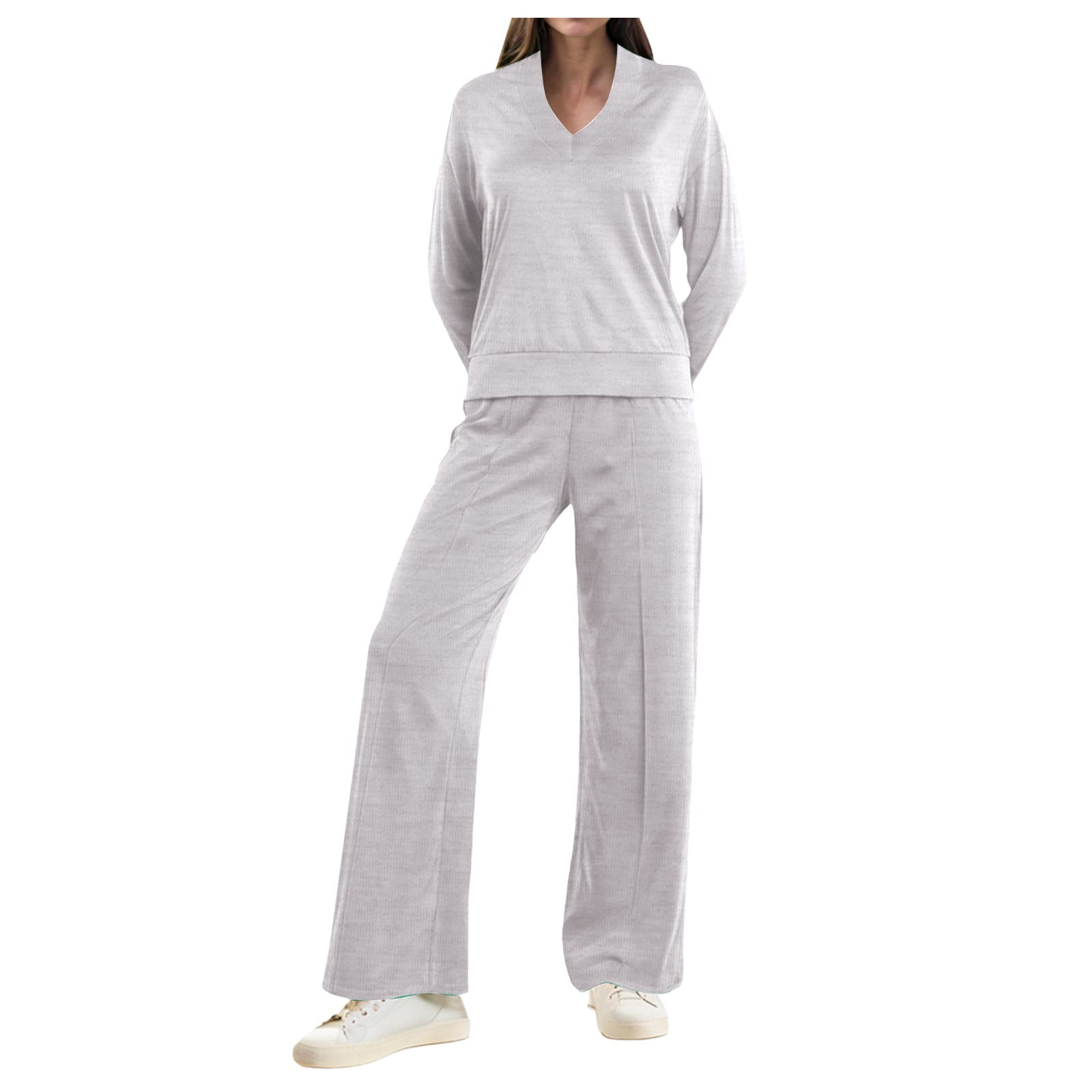 vigerkar Women 2 Piece Lounge Set Vneck Sweatshirt High Waist ...
