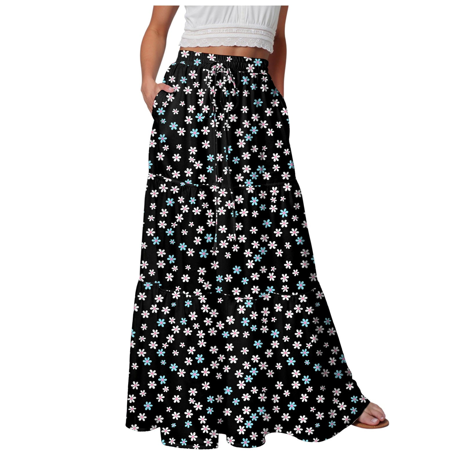 vigerkar Women A-Line High Waist Maxi Skirt Full Ankle Length Flowy ...