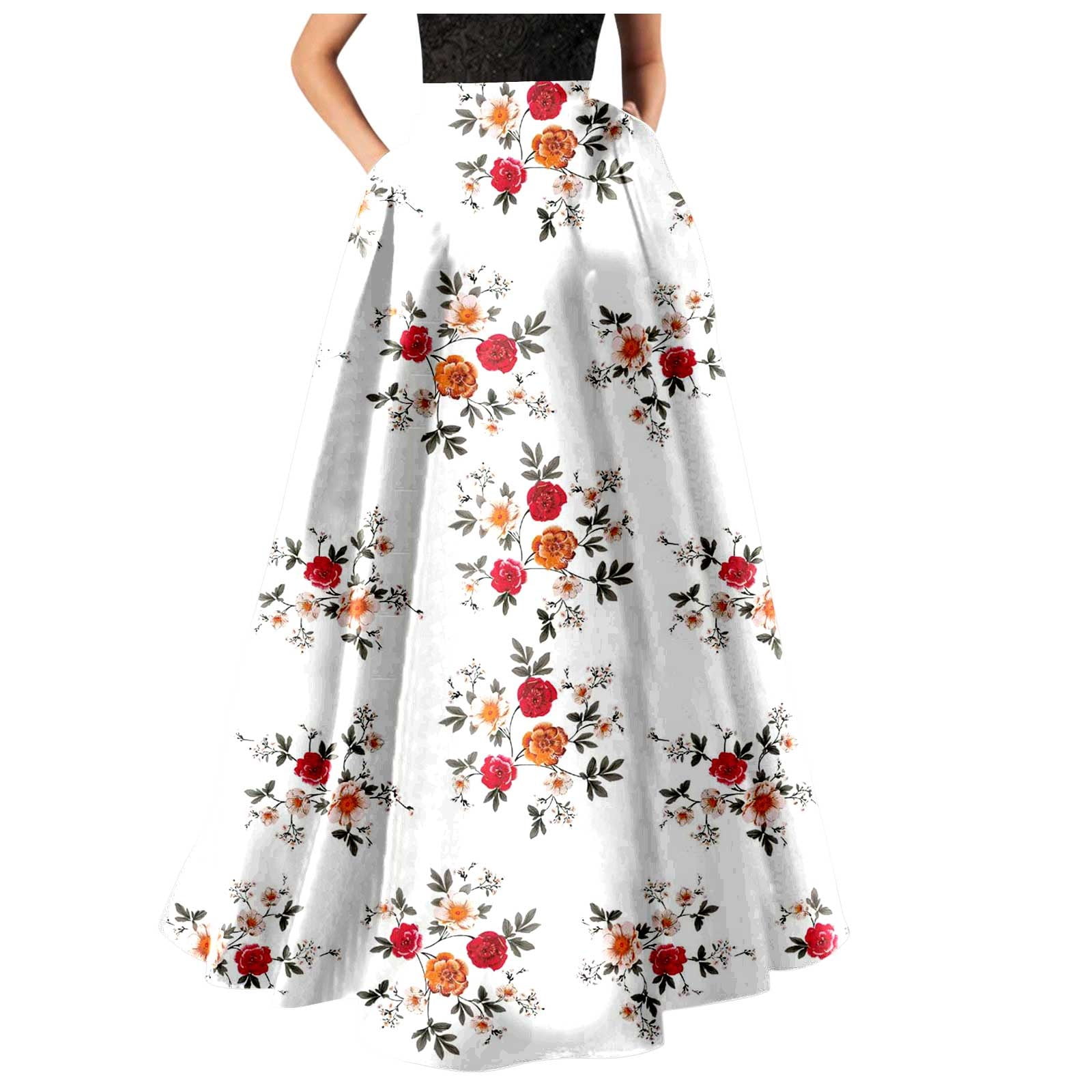 vigerkar Women Chiffon Mopping Floor Length Big Hem Floral Print Beach ...