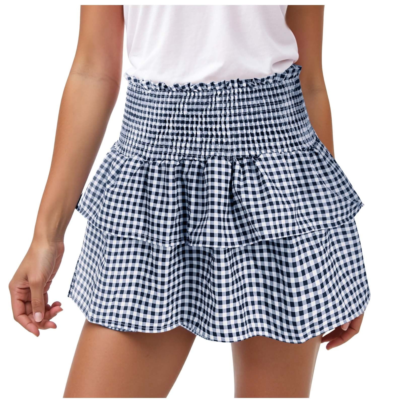 vigerkar Women Sexy High Cut Tiered Basic Mini Short Skirt for Women ...